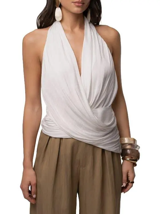 JLUXLABEL Villa Draped Halter Top - Ivory
