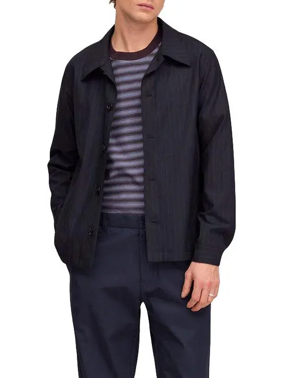 Nn07 Zander Pinstripe Shirt Jacket - Navy Stripe