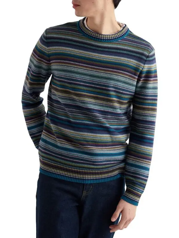 SEASALT CORNWALL Organic Cotton Striped Crewneck Sweater - Sown Squall