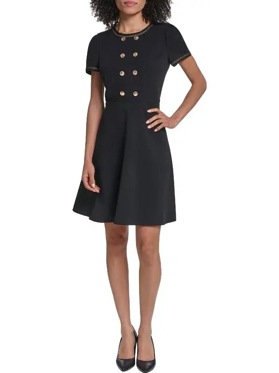 Karl Lagerfeld Paris Metallic Detail Sheath Dress - Black