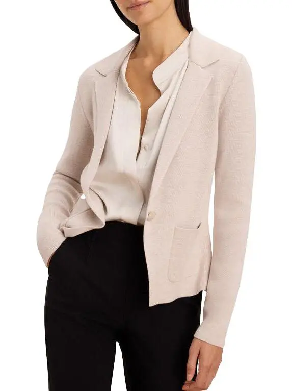NIC+ZOE Knit Cotton Blend One-button Blazer - Sugar Cookie