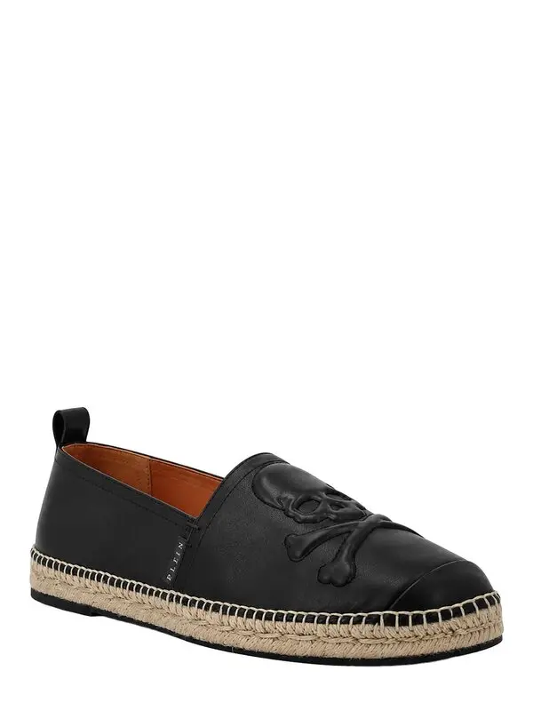 Philipp Plein Nappa Leather Espadrillas Skull - Black