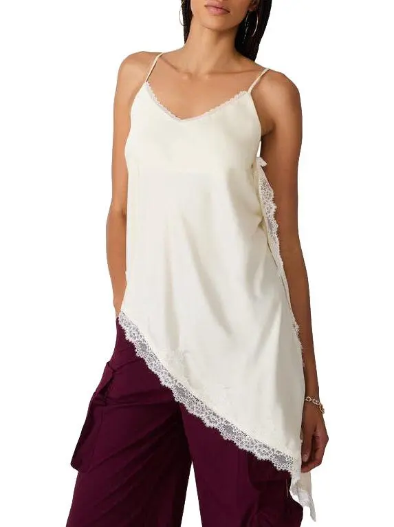 Steve Madden Margan Lace Trim Asymmetrical Camisole - Cream