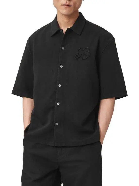 ALLSAINTS Torres Short Sleeve Button Up Shirt - Orca Black