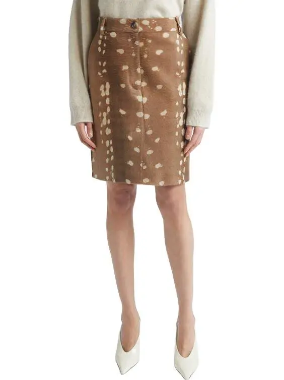 Loulou De Saison Mica Genuine Calf Hair Skirt - Deer