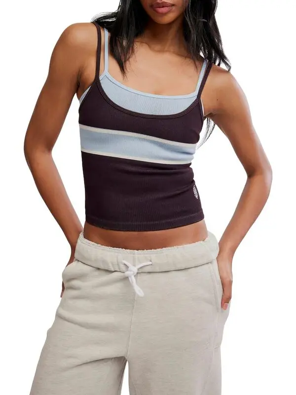 Free People All Clear Rib Tank - Chocolate Combo