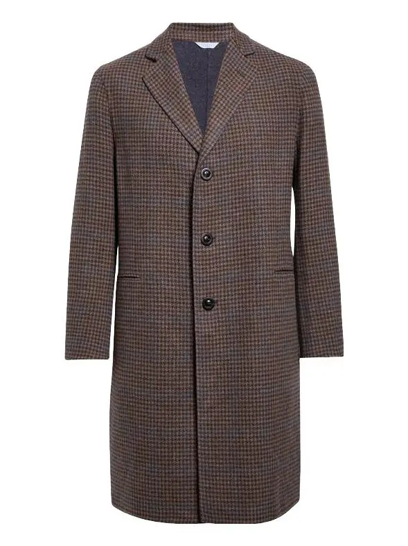 Boglioli Houndstooth Check Wool Coat - Brown