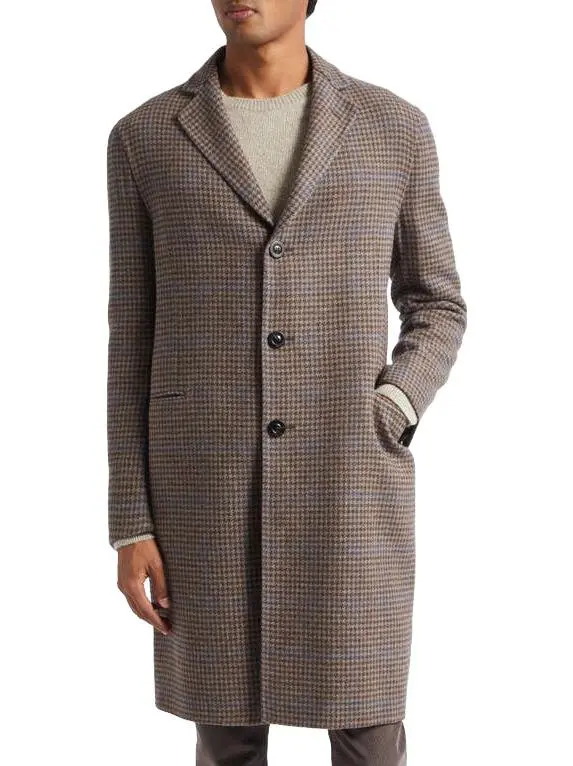 Boglioli Houndstooth Check Wool Coat - Brown