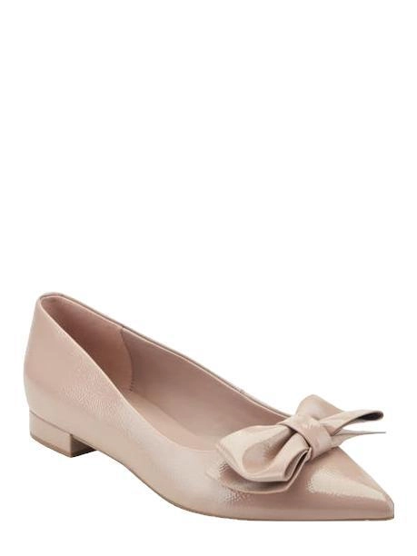Bandolino Alice Faux Leather Pointed Toe Flat With Bow Detailing - Light Pink