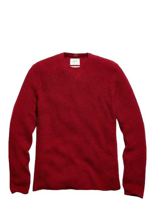 Billy Reid Martin Mini Waffle Crewneck Cotton & Cashmere Sweater - Dark Cherry