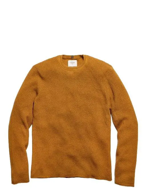 Billy Reid Martin Mini Waffle Crewneck Cotton & Cashmere Sweater - Light Scotch