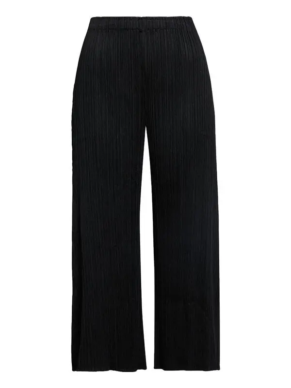 Issey Miyake Pleated Crop Straight Leg Pants - Black