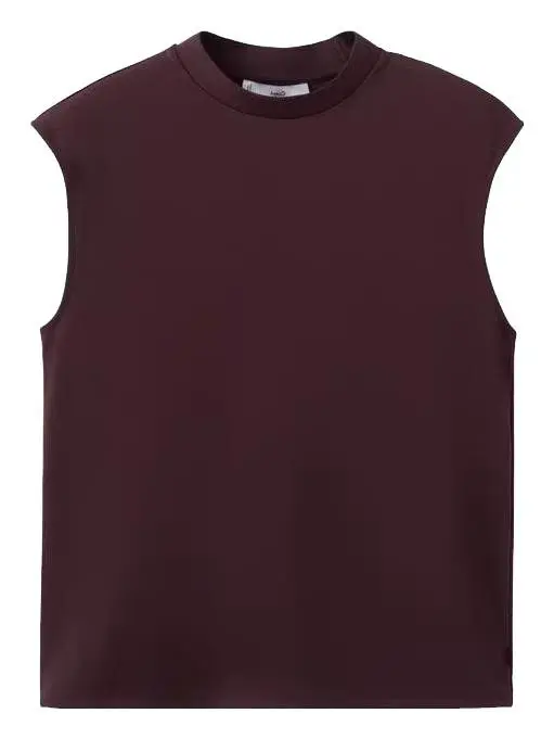 Mango Mock Neck Sleeveless Top - Wine