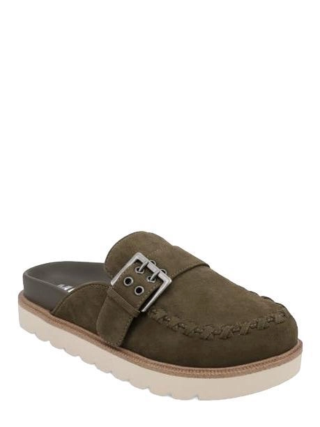 Mia Zaina Buckled Mule With Lug Sole - Khaki