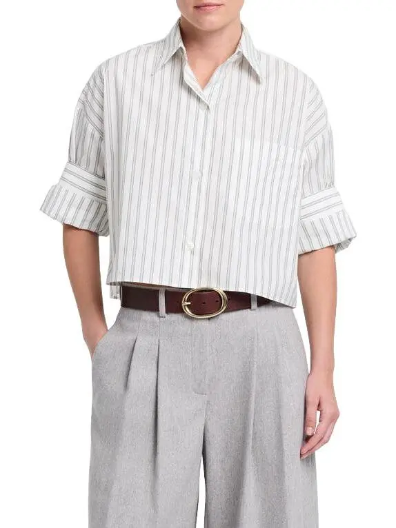 TWP Next Ex Crop" Striped Shirt - White/green
