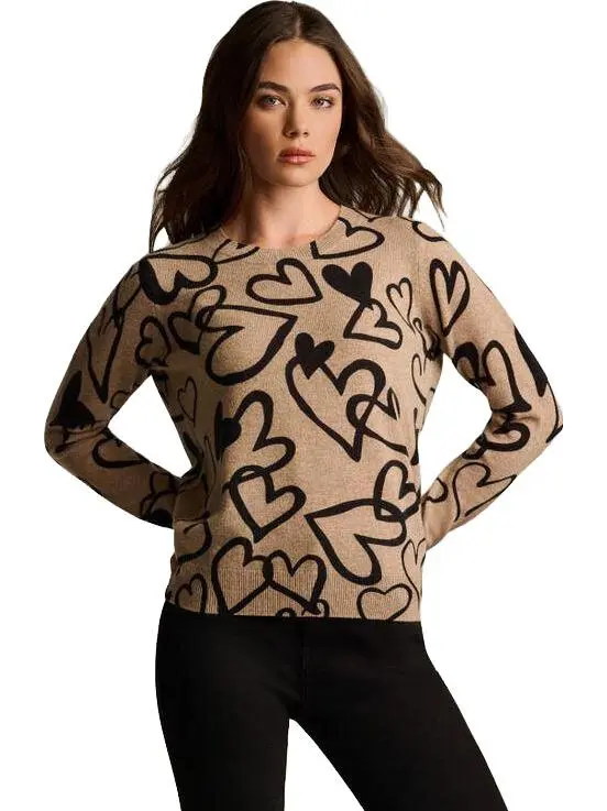Lisa Todd Cashmere Heart Print Pullover - Biscuit