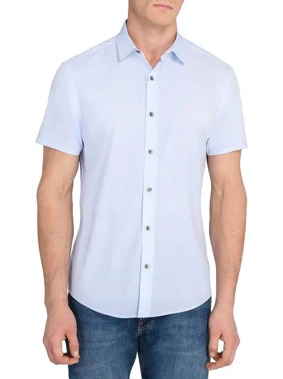 W.R.K Trim Fit Short Sleeve Performance Button-up Shirt - Light Blue