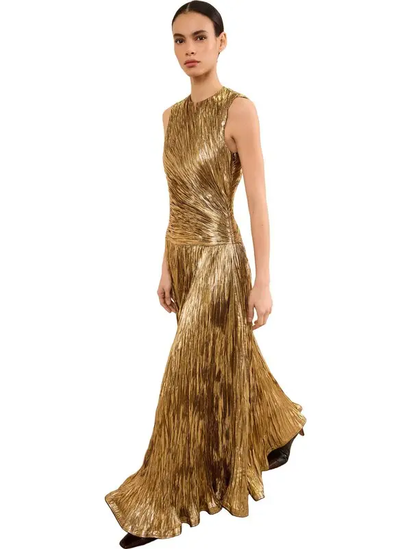 Ulla Johnson Eugenia Pleated Gown - Gold
