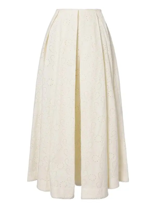 Agua Bendita Delta Broderie Anglaise Maxi Skirt - White