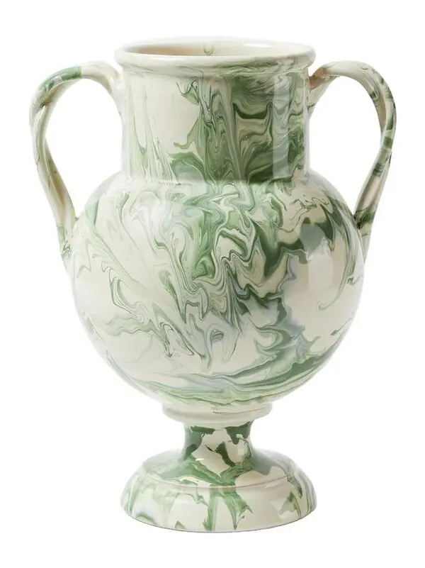 CABANA Marbled Ceramic Vase - Green