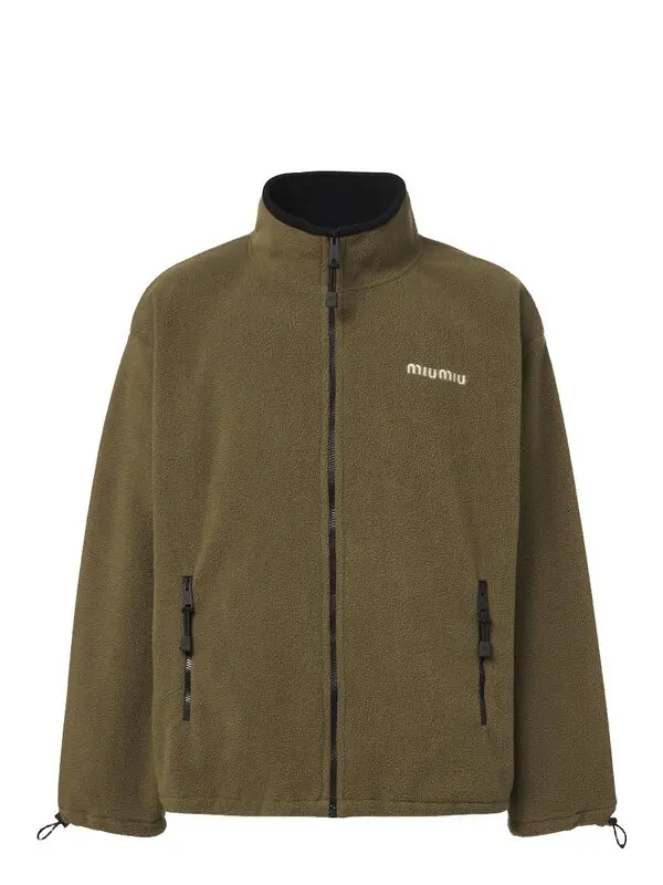 Miu Miu Fleece Zip-up Jacket With Drawstring Hem - Green