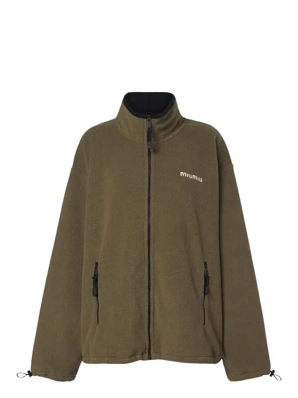 Miu Miu Oversized Fleece Zip-up Jacket - Green