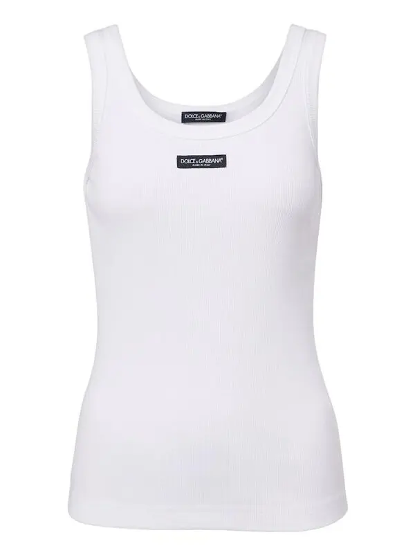 Dolce & Gabbana Logo Cotton Tank Top - White