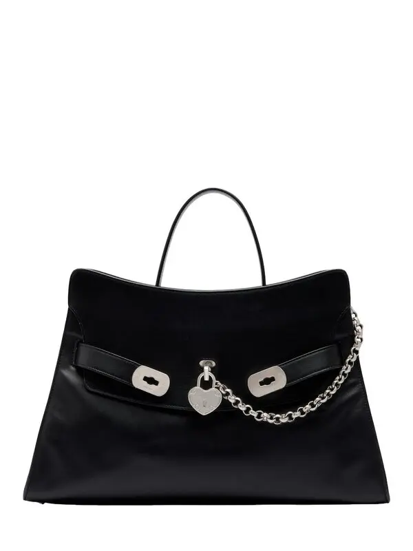 Alexander McQueen Locke Medium Leather Tote Bag - Black