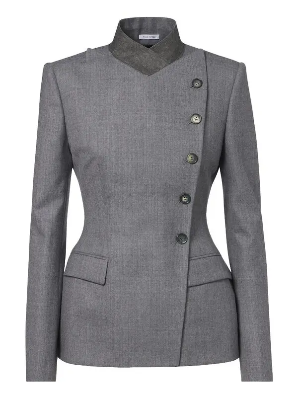 Alexander McQueen Pinstripe Peplum Blazer - Grey