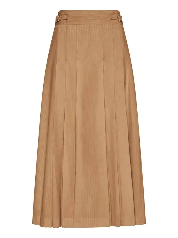 Gabriela Hearst Wesley Pleated Corduroy Skirt - Camel