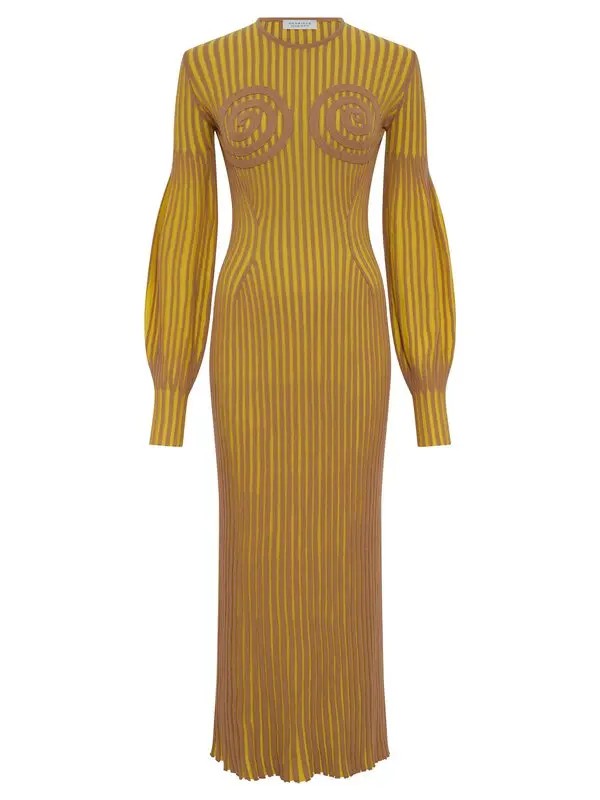 Gabriela Hearst Karina Knit Maxi Dress - Citrine/camel