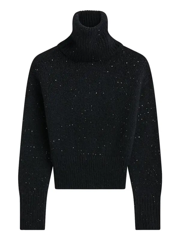 Scanlan Theodore Sequin Knit Roll Neck Sweater - Black