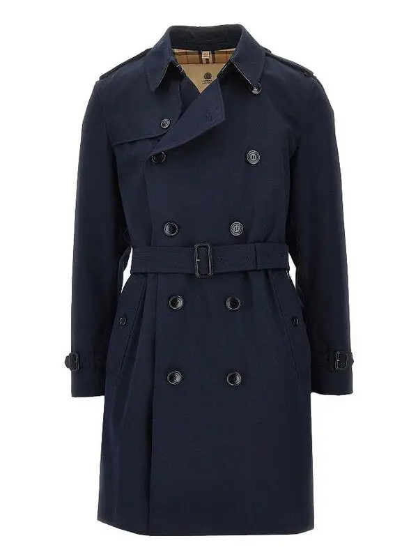 Burberry Medium Heritage Kensington Trench Coat - Blue