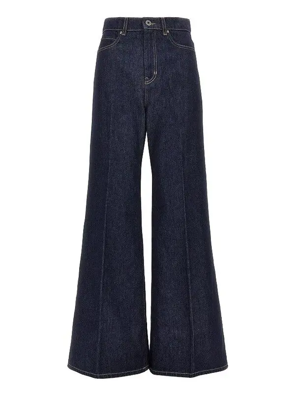 Max Mara Cotton Denim Wide-leg Jeans - Blue