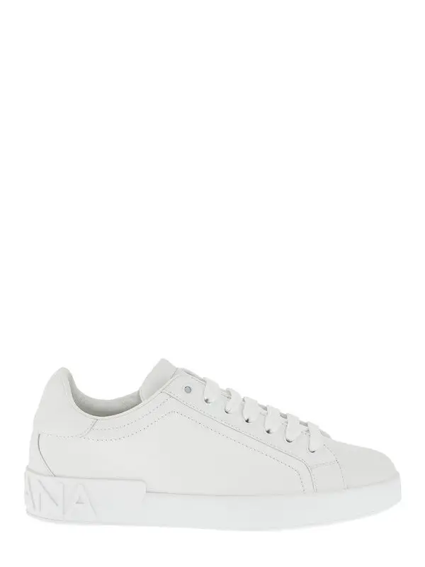 Dolce & Gabbana Portofino Leather Lace-up Sneakers - White