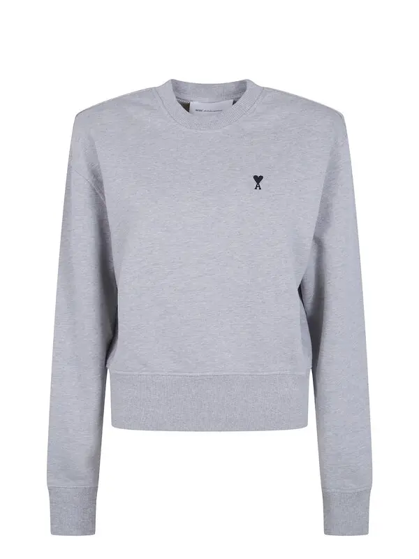 AMI Paris Sweatshirt With De Coeur Logo - Gray