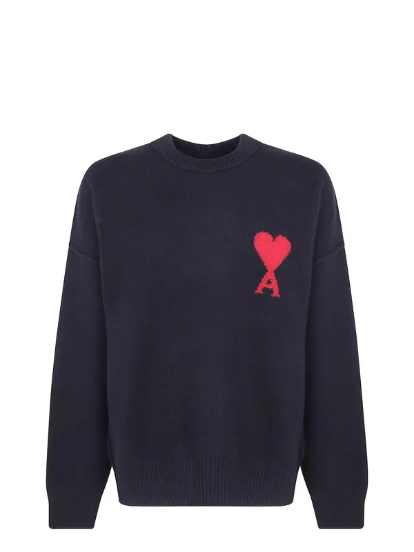 AMI Paris Crewneck Wool Sweatshirt - Black