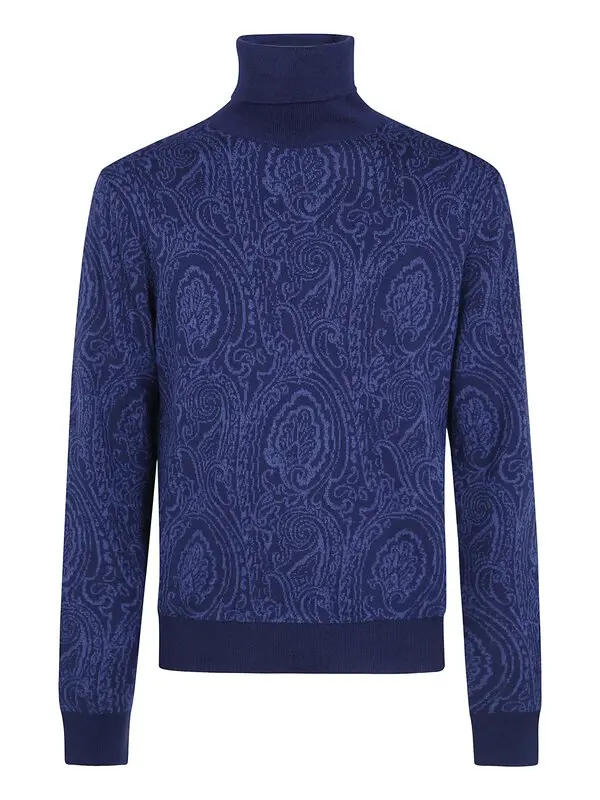 Etro Paisley Patterned Turtleneck Sweater - Blue