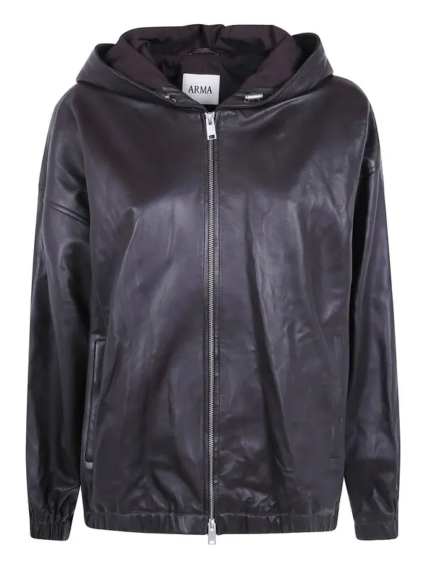 ARMA Guisy" Quilted Leather Jacket With Hood - Brown