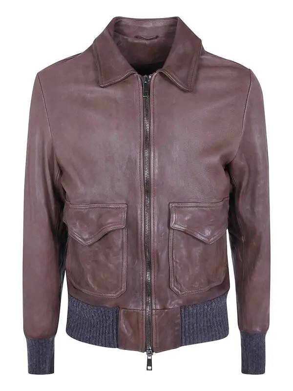 GIORGIO BRATO Classic Leather Jacket - Red