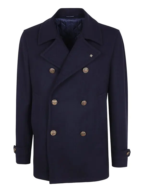 Tagliatore Double Breasted Wool And Cashmere Jacket - Blue