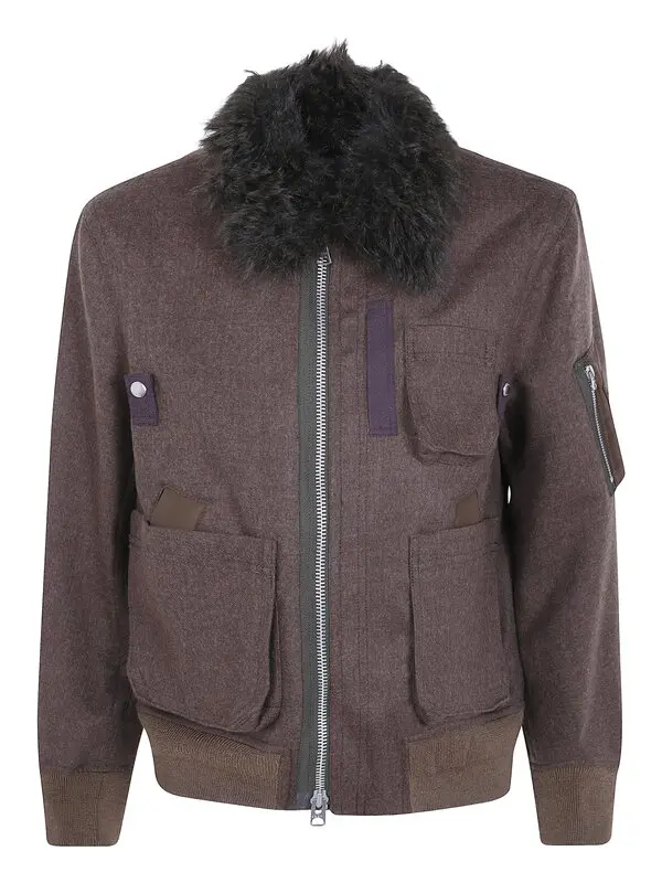 Sacai Wool Melton Blouson Jacket - Brown