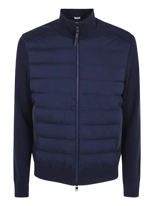 Moncler Wool Blend Zip-up Cardigan - Blue