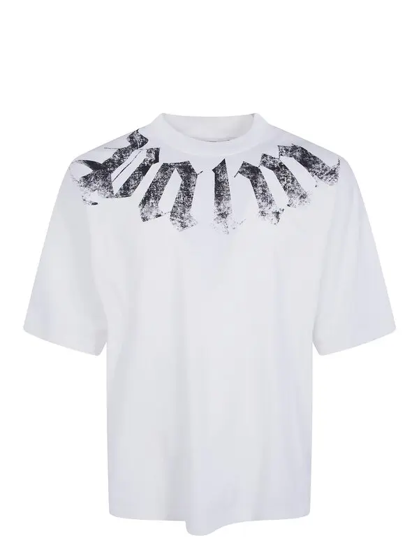 Palm Angels T-shirt Loose Fit "big Neck Logo - White
