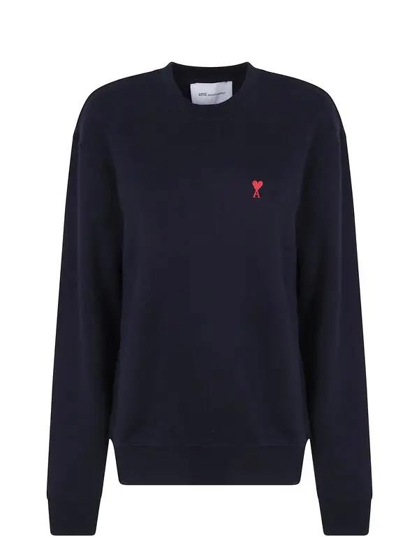 AMI Paris Sweatshirt With Red De Coeur Detail - Black