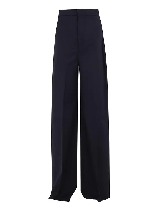 Rick Owens Wool Wide Leg Trousers - Black