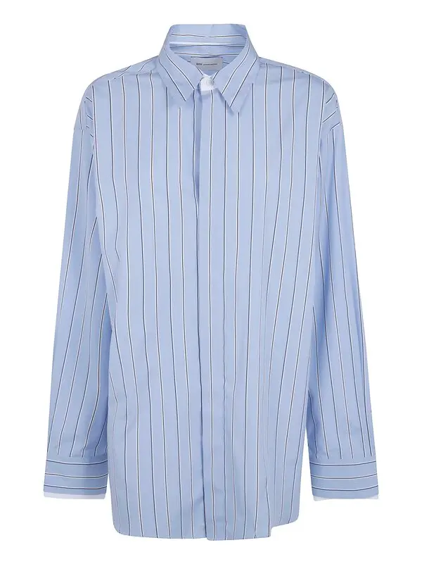 AMI Paris Striped Cotton Shirt - Blue