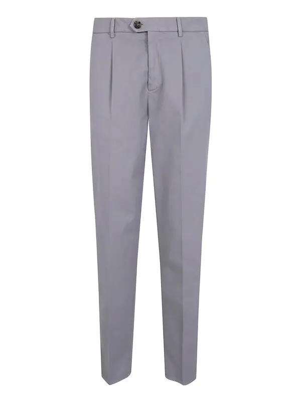 Brunello Cucinelli Tailored Pleated Cotton Trousers - Gray