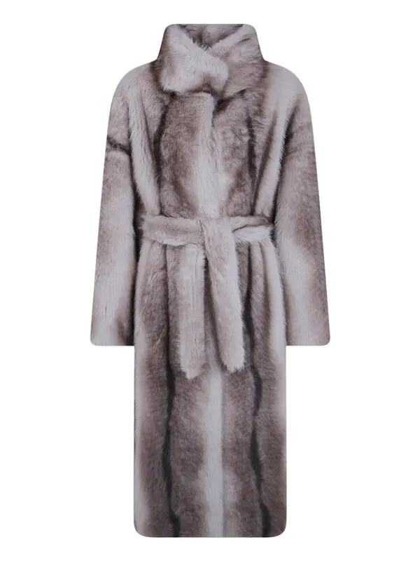 THE FRANKIE SHOP Ravello Faux Fur Coat - Gray
