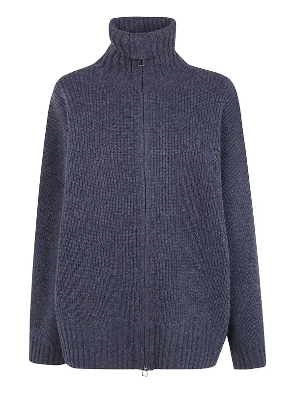 THE FRANKIE SHOP Veda" 100% Wool Zip-up Cardigan - Gray